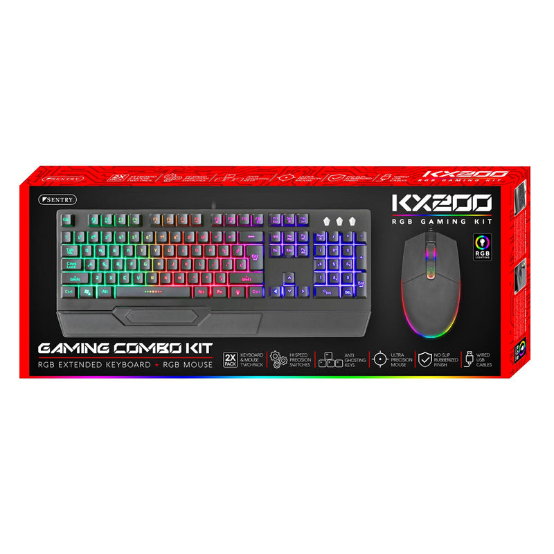KX200 Sentry Wired RGB Gaming Combo Keyboard with Mouse Kit ...
